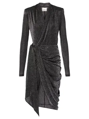 Isabel Marant Cleora Lamé Wrap Dress - Black