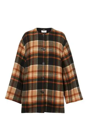 Chloé Checked Wool And Silk Blend Coat - Multicoloured