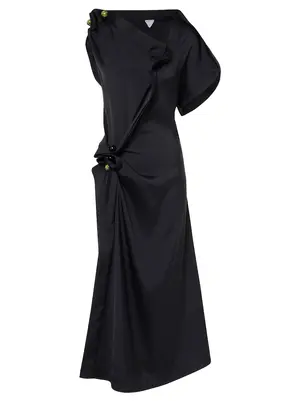 Bottega Veneta Gathered Midi Dress - Black