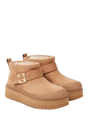 Tory Burch Mellow Shearling-lined Platform Ankle Boots - Brown