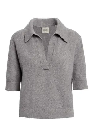 Khaite Shrunken Jo Cashmere Sweater - Warm Grey