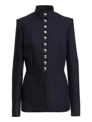 Khaite Samuel Leather Jacket Navy/white