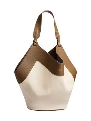 Khaite Khaite Medium Lotus Tote Cream/dark Olive