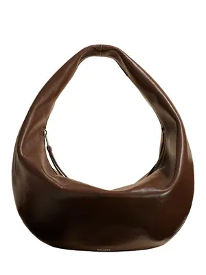 Khaite Medium Olivia Hobo Oxblood Crackle Patent Leather Chestnut