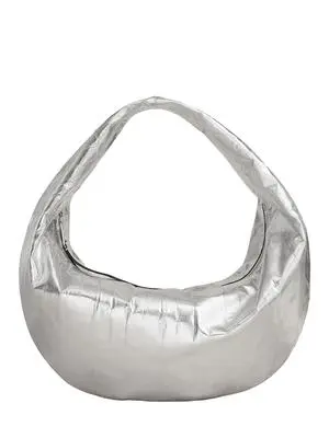 Khaite Medium Olivia Hobo Oxblood Crackle Patent Leather Silver