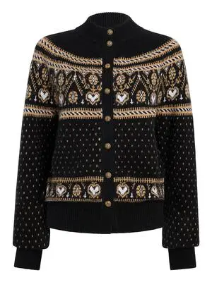 Khaite Marc Cashmere Cardigan - Black/camel Multi