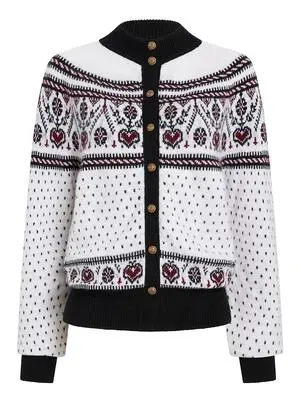 Khaite Marc Cashmere Cardigan - Ivory / Red Multi