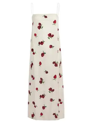 Khaite Sicily Slip Dress Raspberry/ Cream