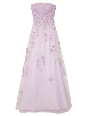 GEORGES HOBEIKA Embellished Tulle Gown - Purple