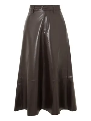 Citizens Of Humanity Cassia Recycled Leather-blend Midi Skirt - Brown