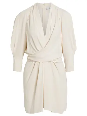 IRO PARIS Katie Wrap-effect Crepe Mini Dress - Ecru