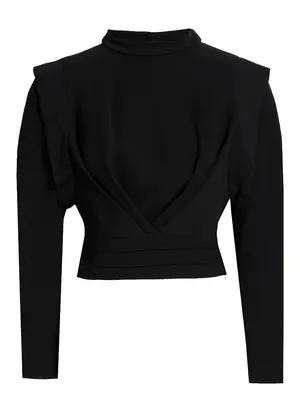 IRO PARIS Joana Cropped Grain De Poudre Top - Black