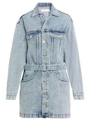IRO PARIS Glacian Belted Denim Mini Dress - Light Denim