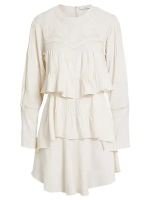 IRO PARIS Micha Mesh-paneled Tiered Crepe Mini Dress - Ecru