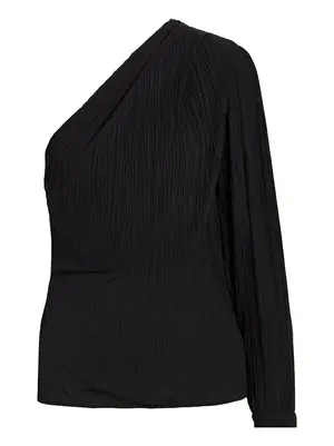 IRO PARIS Amalys One-sleeve Plissé Georgette Top - Black