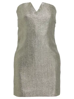 IRO PARIS Rayen Strapless Lamé Mini Dress - Grey Green