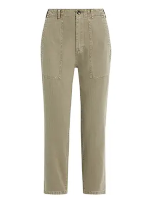 ALEX MILL Neil Herringbone Cotton Straight-leg Pants - Sage Green