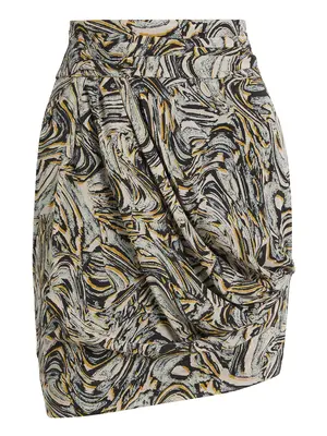 IRO PARIS Fazzia Printed Draped Mini Skirt - Beige