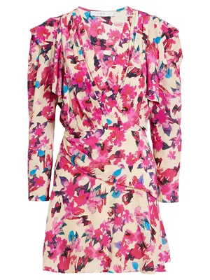 IRO PARIS Masca Floral-print Silk-crepe Mini Dress - Pink