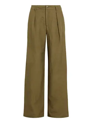 Paige Dallas Linen-blend Wide-leg Trousers - Army Green
