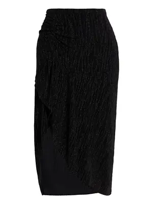 IRO PARIS Cinder Ruched Metallic Jacquard-knit Midi Skirt - Black