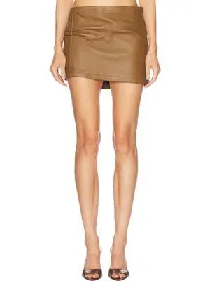 JADE CROPPER Mini Leather Skirt - Ocra