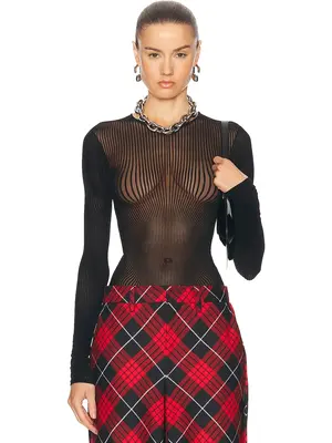 Jean Paul Gaultier Morphing Pinstripes Long Sleeve Top - Black