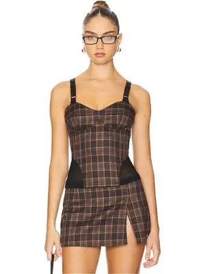 Miaou Marguerite Corset - Plaid Brown