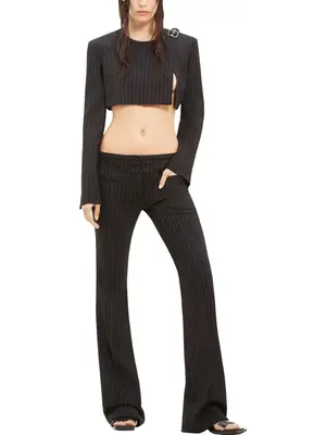 COURREGES Tailored Pinstripe Trousers - Black