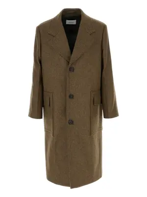 FERRAGAMO Belted Virgin Wool Coat - Green