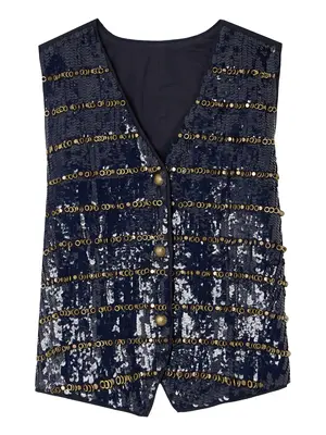 FORTELA Embellished Cotton Vest - Blue