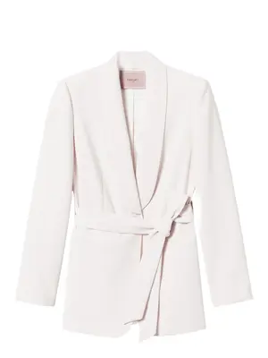 TWINSET Oval T-chain Belted Blazer - White
