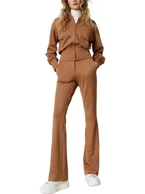 TWINSET Jacquard Flared Trousers - Neutrals
