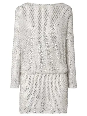 Retrofete Danae Embellished Tulle Mini Dress - Silver