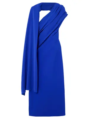 ROKSANDA Cape-effect Draped Crepe Midi Dress - Blue
