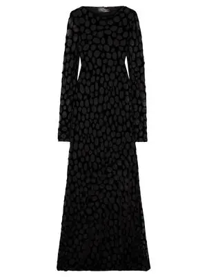 CORTANA Pebbles Polka-dot Devoré-chiffon Maxi Dress - Black