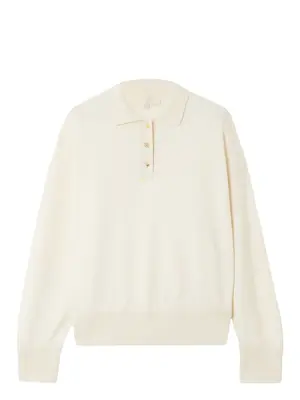 Loro Piana Cocooning Cashmere Polo Sweater - Ivory