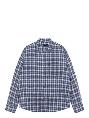 StÜssy Plaid Matthew Printed Shirt - Navy Blue