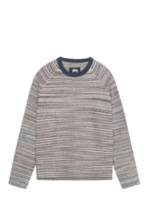 StÜssy Textured Knit Crew With Contrast Collar Grey Multi