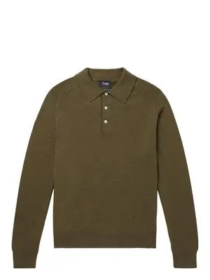 DRAKE'S Wool And Alpaca-blend Polo Shirt - Green
