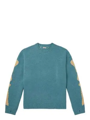 Kapital Oversized Intarsia Wool Sweater - Blue