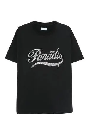3.PARADIS Crystal-logo T-shirt - Black