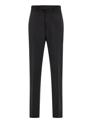 FERRAGAMO Logo-tag Straight-leg Trousers - Black