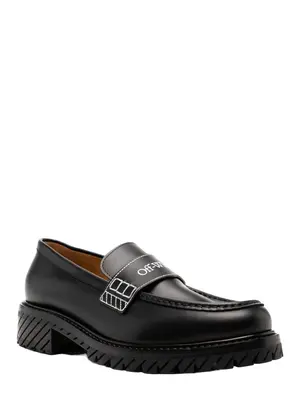 Off-White Logo-print Leather Loafers - Black