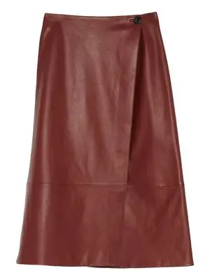 YVES SALOMON Leather Wrap Skirt - Brown
