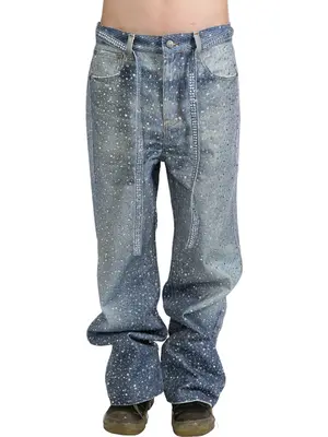 BIRTH OF ROYAL CHILD Rhinestone-embellished Wide-leg Jeans - Blue