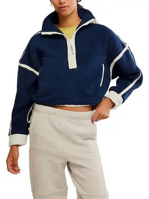 Free People Mountain High Half Zip Pullover - Navy Combo