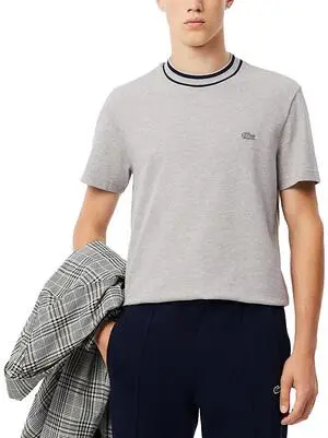 Lacoste Pima Cotton Logo Tee Silver