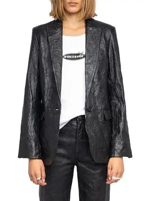 Zadig&Voltaire Crinkle Leather Jacket - Black