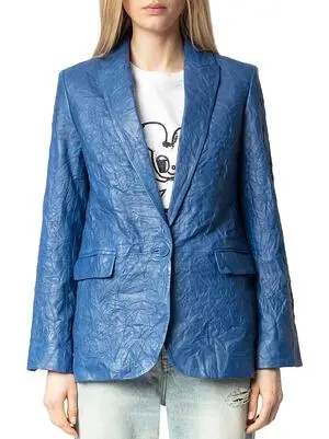 Zadig&Voltaire Crinkle Leather Jacket Surf